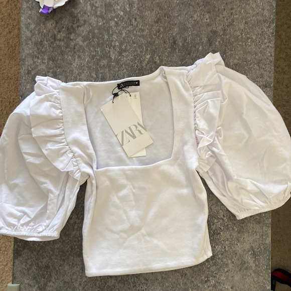 Zara | Tops | Nwt Zara Square Neck Cropped Blouse Size S | Poshmark
